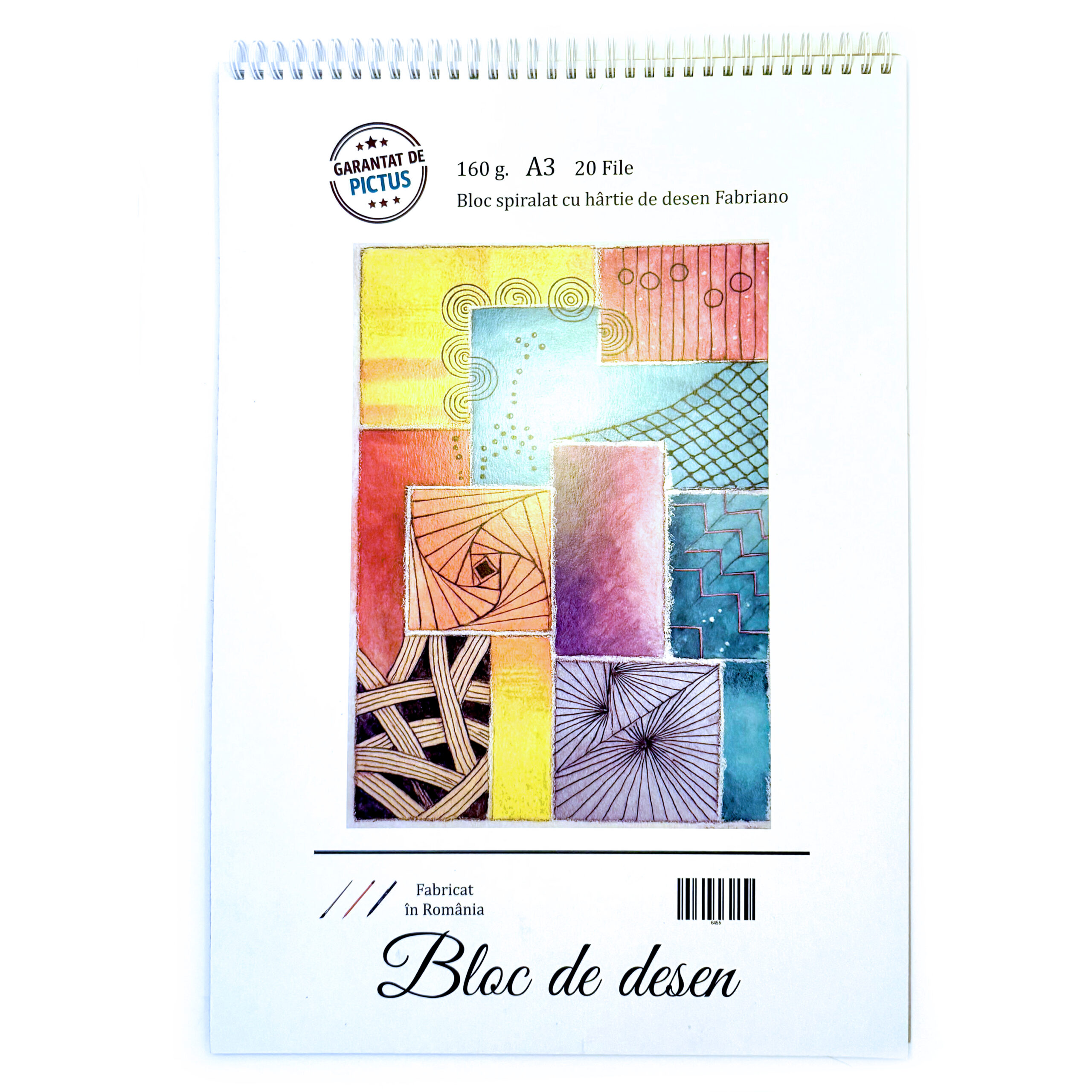 Bloc desen cu spiră 160g 20 file A4/A3 din Hartie Fabriano - Pictus
